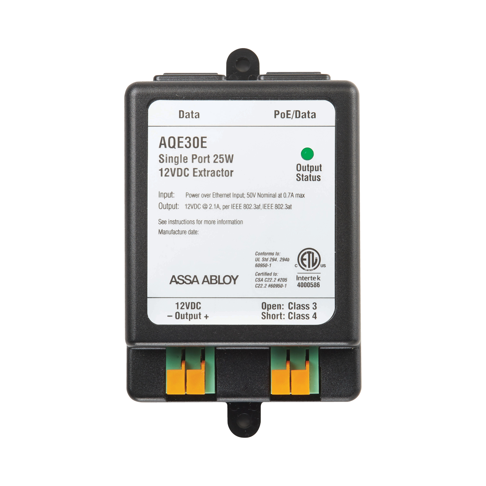 AQE Single Port Extractor PoE Midspan | Securitron